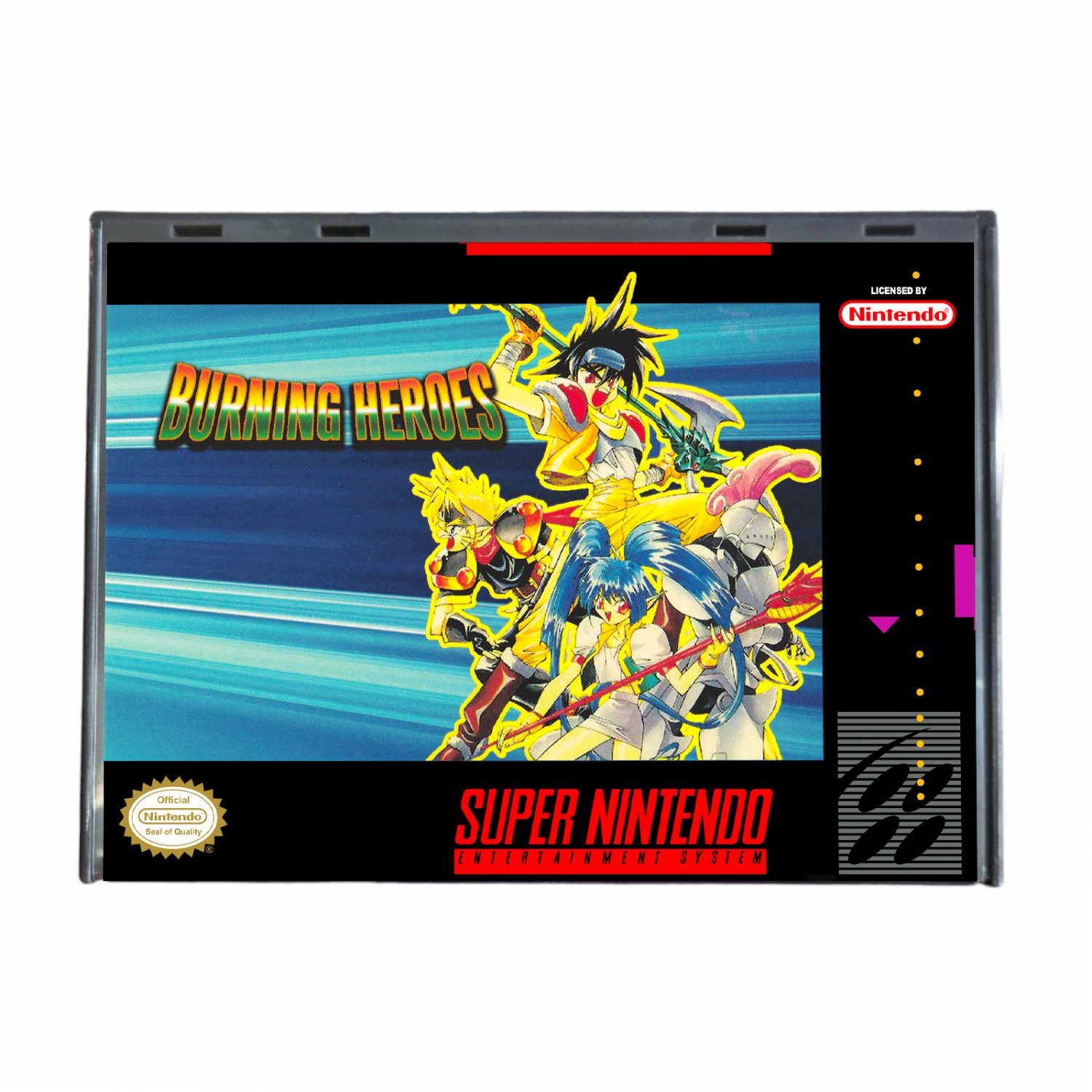Burning Heroes JRPG - Game / Case SNES Super Nintendo (English translated)