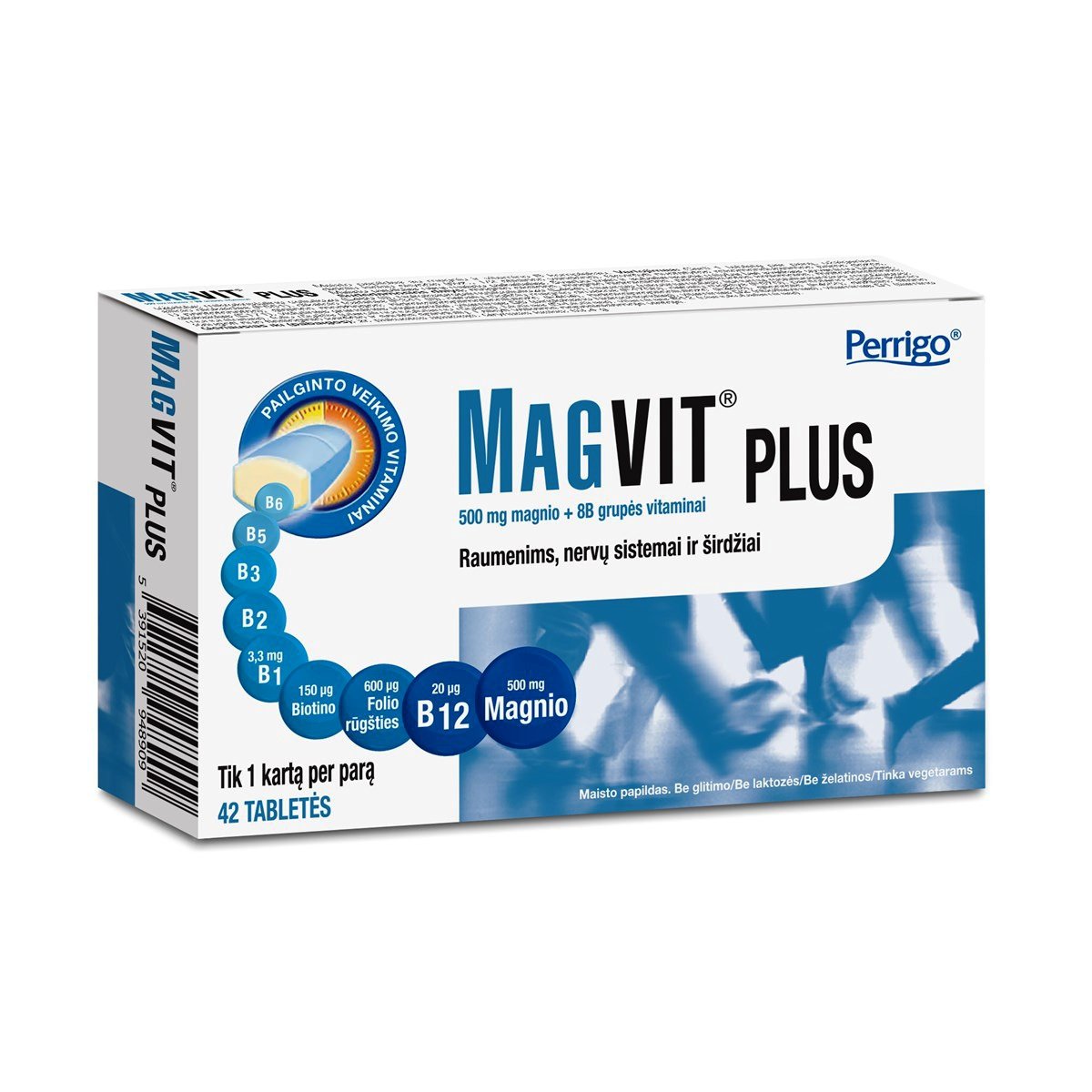 Magvit Plus 500mg Magnesium and 8 Group B vitamins, For Muscles, Nerves ...