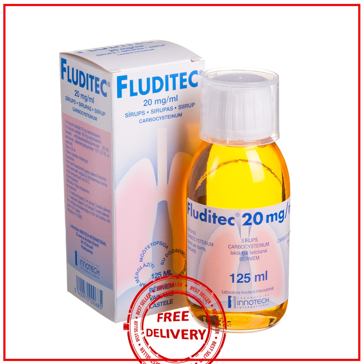 Fluditec 20mg/ml, 125 ml Kids only syrup. For Cough and Treating ...
