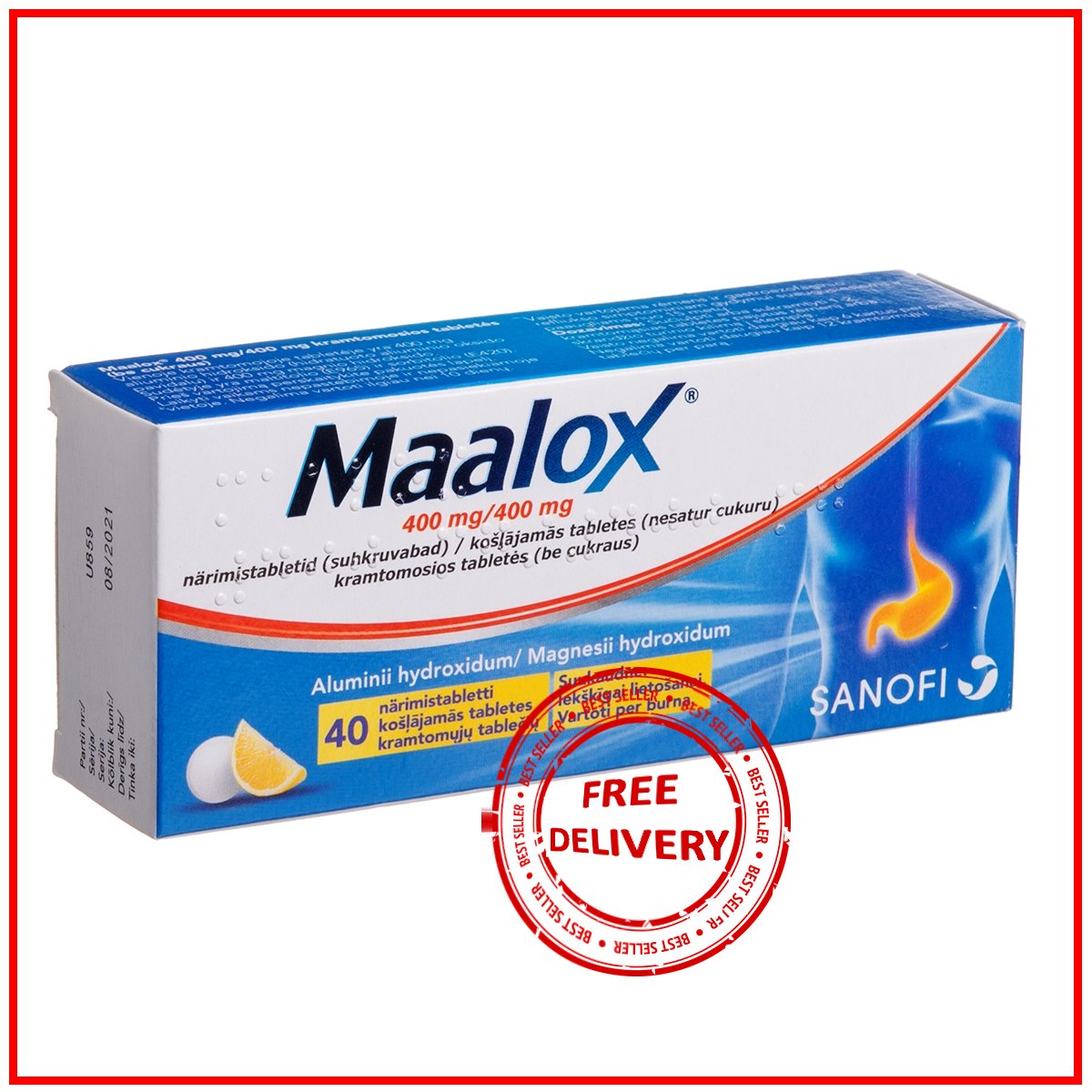 Maalox Chewable Tablets N40 – Sugar-Free Lemon Flavour.