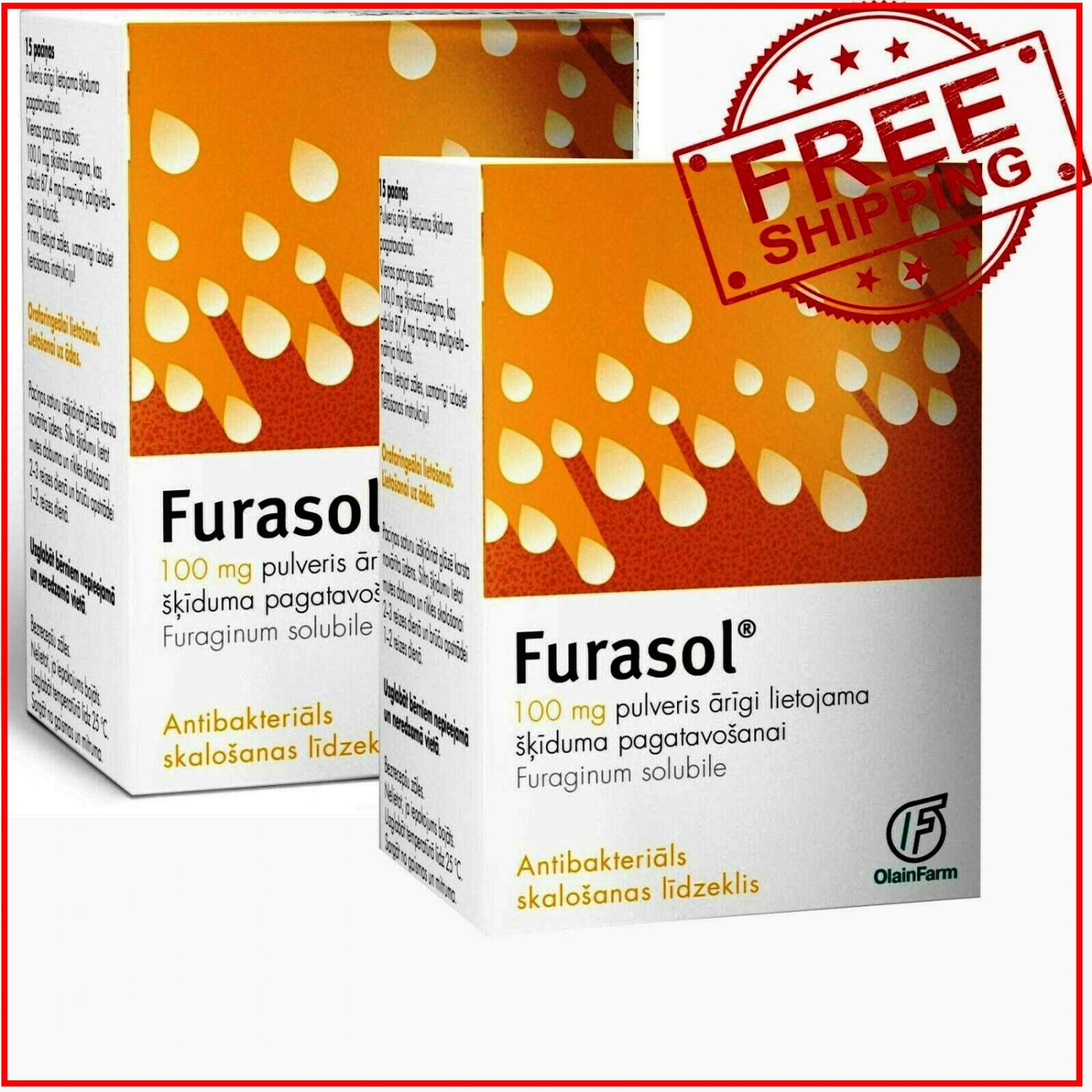 Powder FURASOL/Antibacterial, Treatment For Oral Cavity-Throat Infection. 2 boxes (10 sachets)