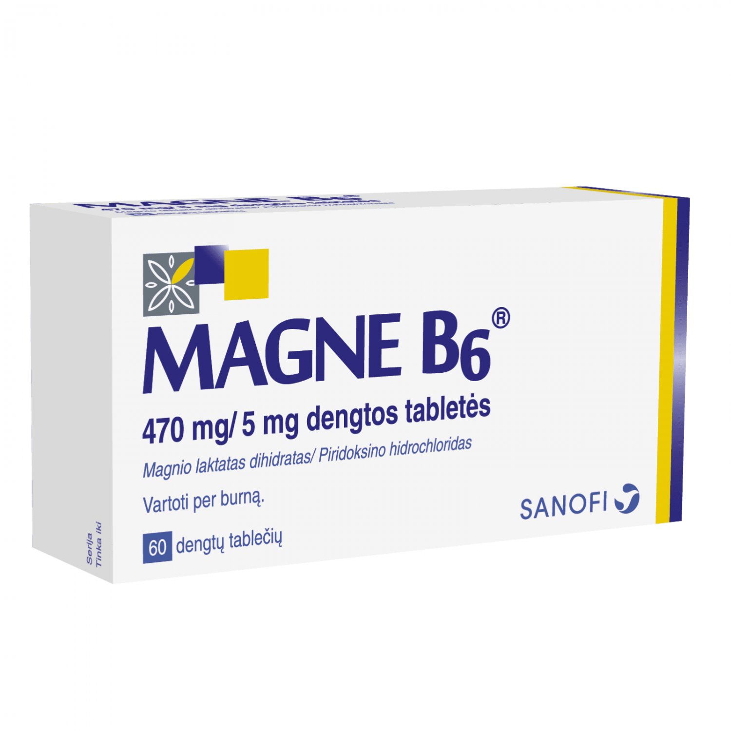 Magne B6, 60 Coated tablets, 470mg / 5mg