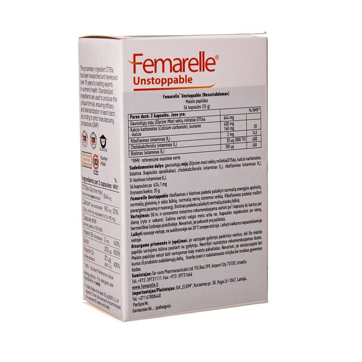 Femarelle Unstoppable for Women. N56 Capsules for Bones after Menopause