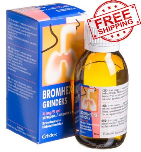Bromhexine 4 mg Syrup/100 ml for children. Chronic Bronchitis, Flu ...