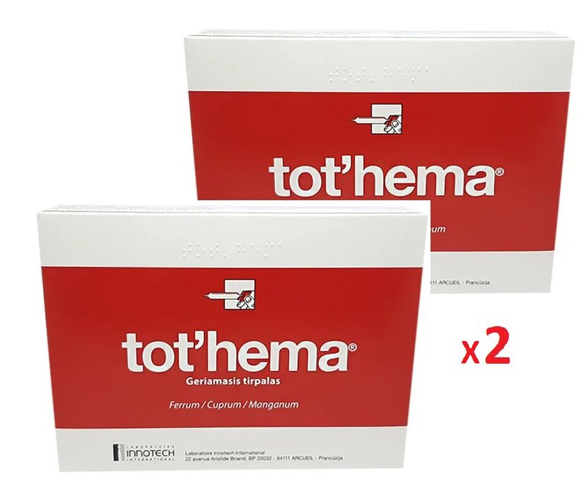 2 x Tot'hema Liquid Iron Manganese Cuprum Ampules 10ml (Tothema), 40 total