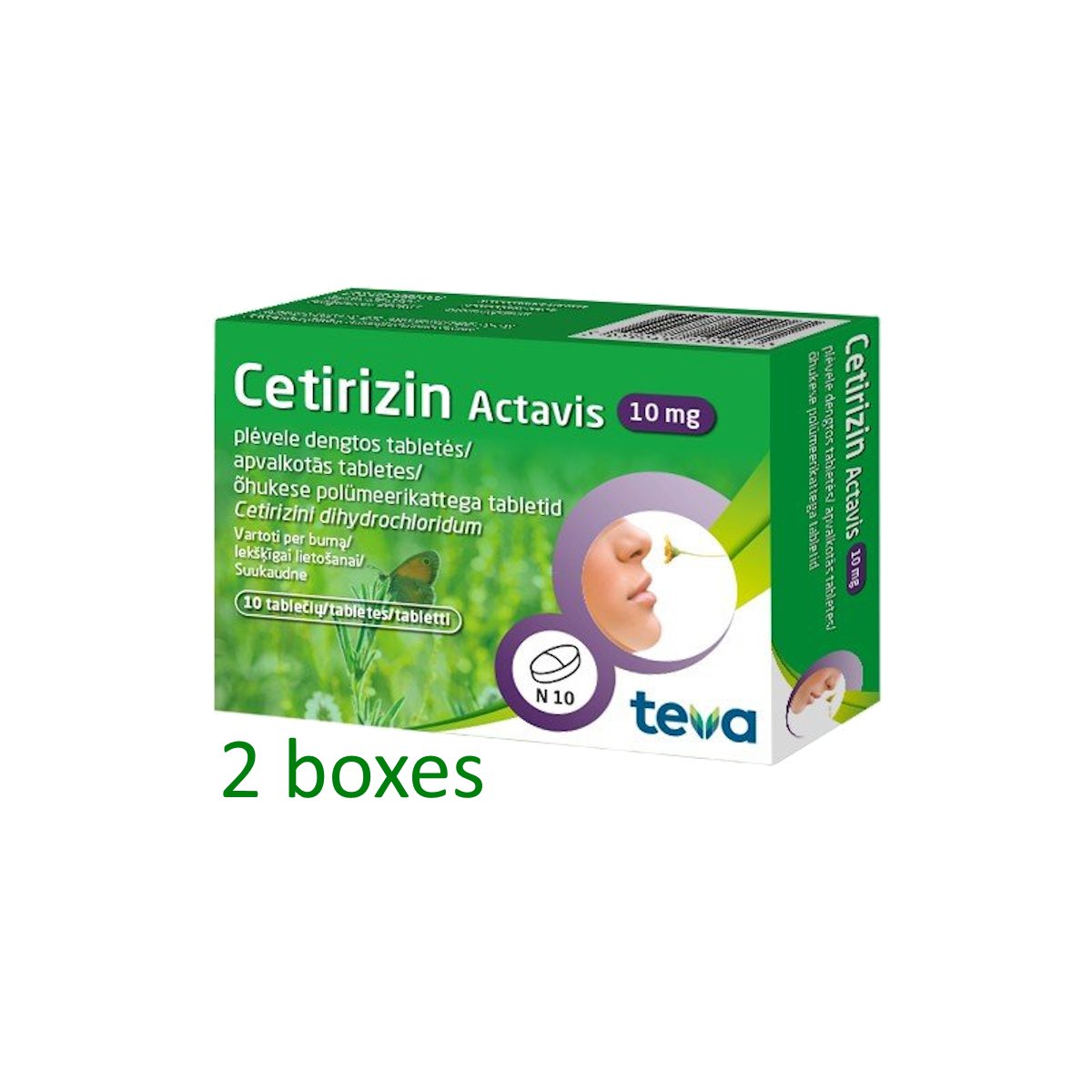 2 x CETIRIZIN Actavis 10mg N10 tablets - Allergic Rhinitis