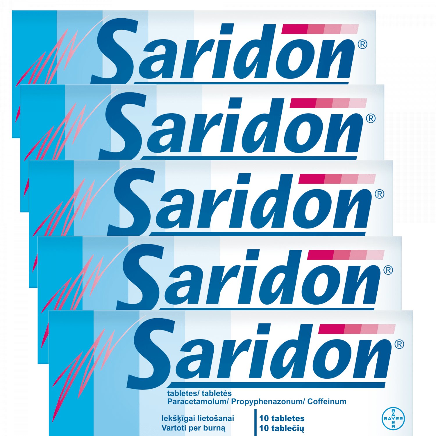 Saridon 5 Boxes x 10 Tablets – Analgesic Headache Relief Viral Fever