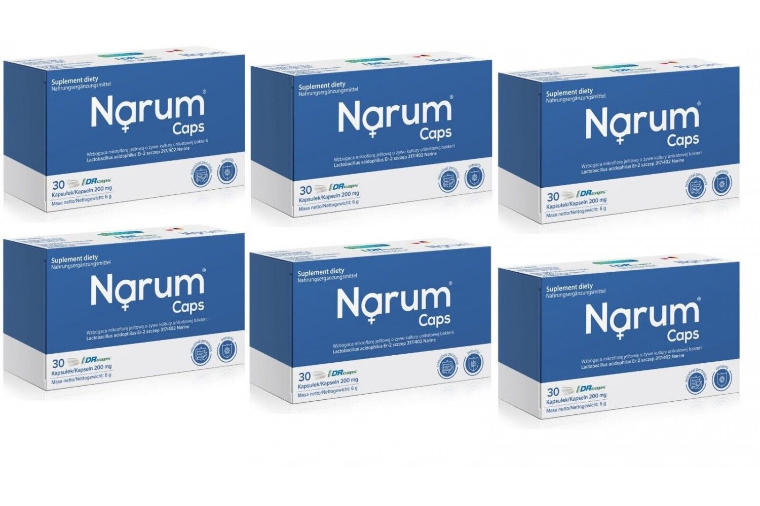6 x 30 Narum Narine 200mg Probiotic Caps Lactobacillus Acidophilus Er-2 ...