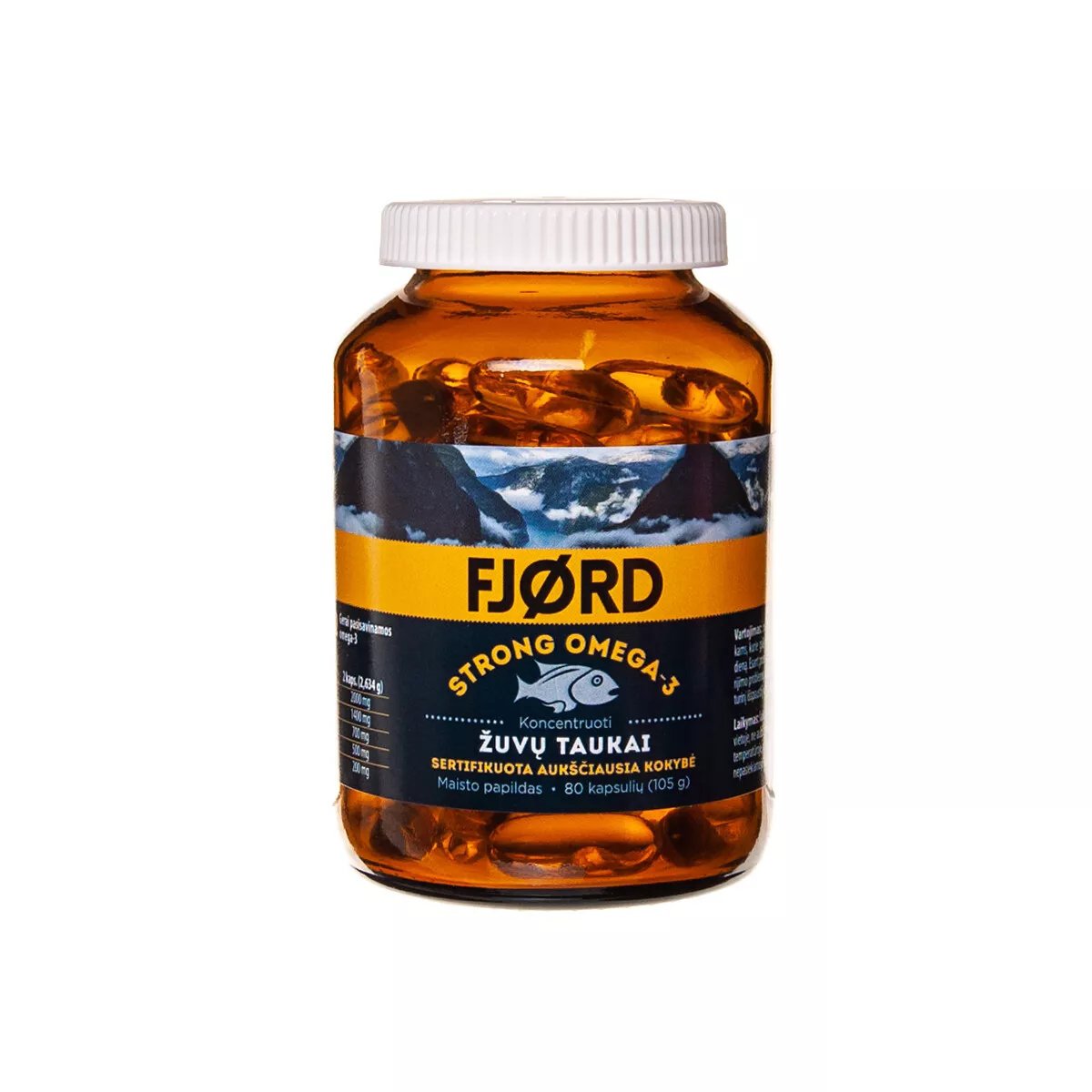 Fjord STRONG Omega-3 Fish Oil 80 Capsules Premium Omega-3 for Heart ...