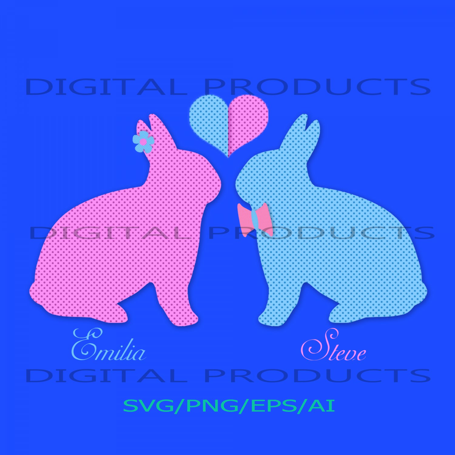 Cute Bunnies Named Emilia And Steve SVG,PNG,AI,EPS DIGITAL FILES ...