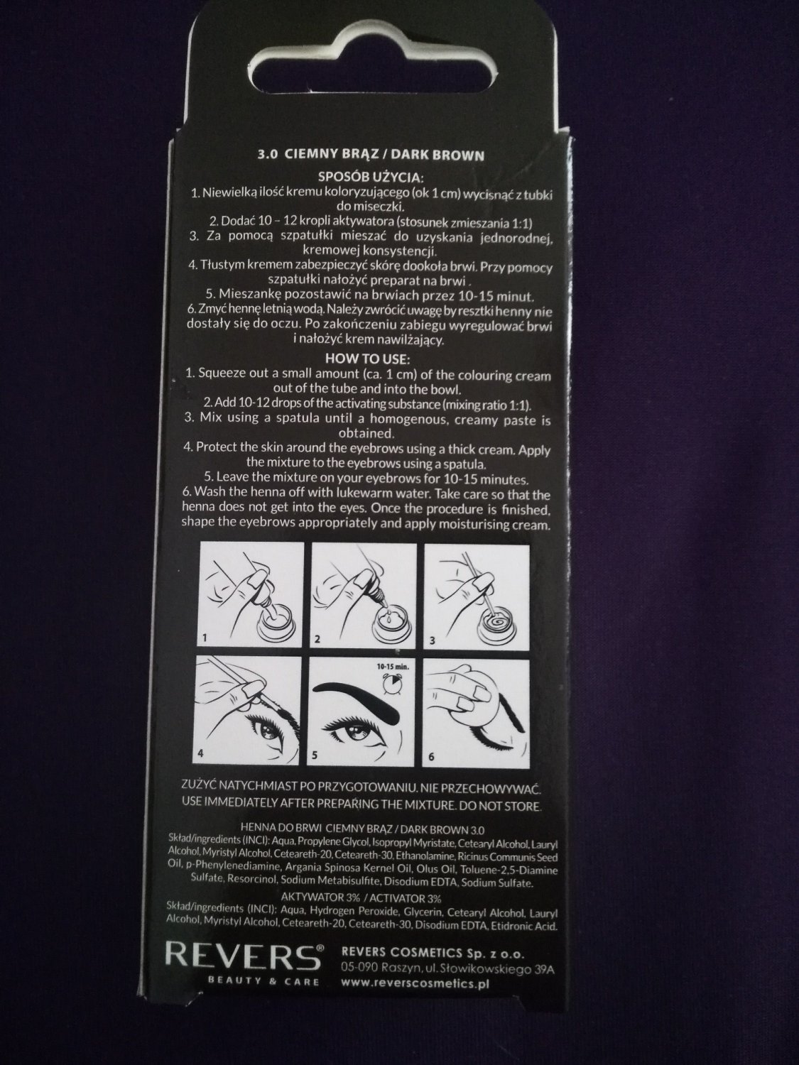 REVERS Dark Brown Henna Eyebrows Colour Cream HENNA PRO COLORS BIO ...