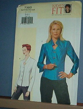Sewing Pattern: Vogue 7360 Petite Blouse -- Size 12, 14 and 16