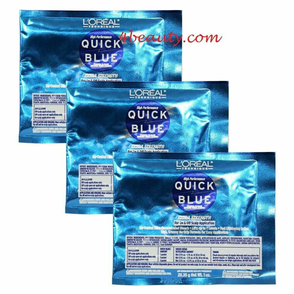 L'oreal QUICK BLUE Powder Bleach Extra Strength 1oz 3pc