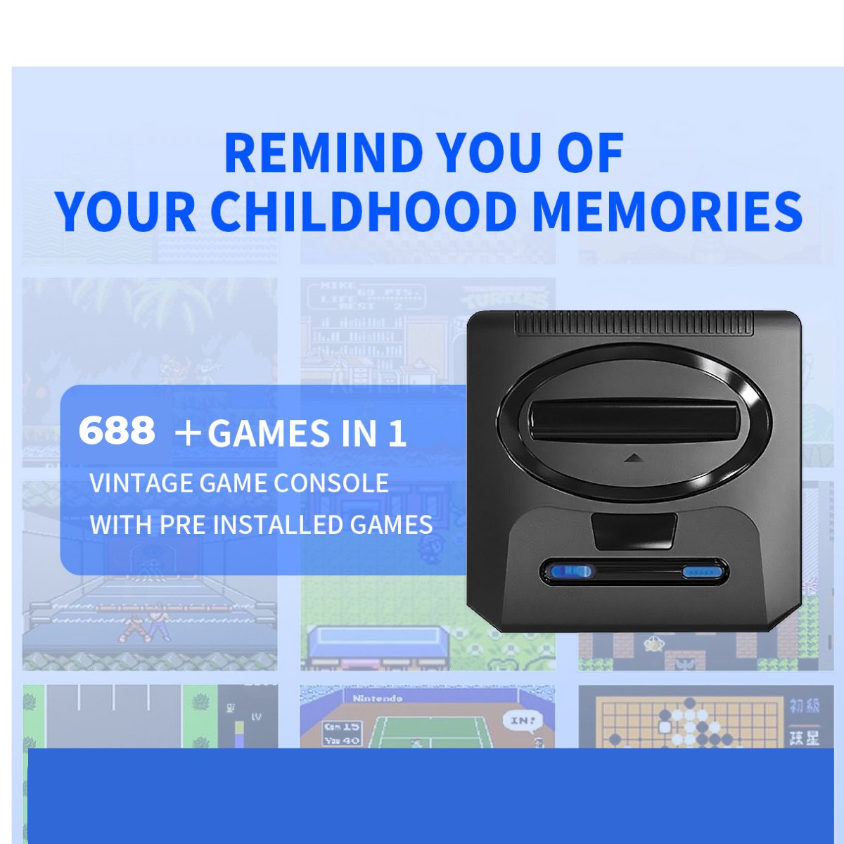 Sega Genesis Retro Console 688 16 Bit Games with wireless controller