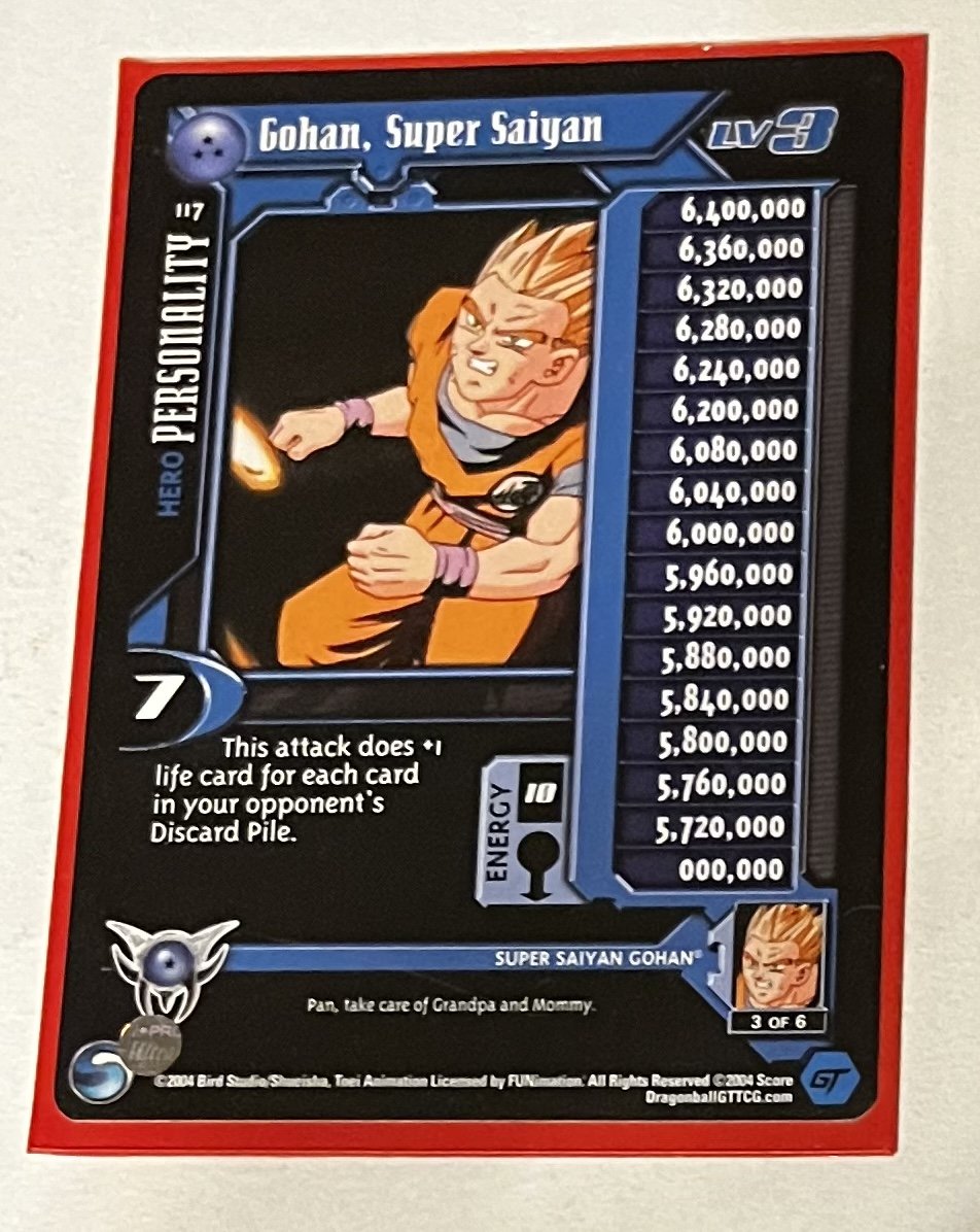 Dragon Ball Trading Card 117 Gohan, Super Saiyan