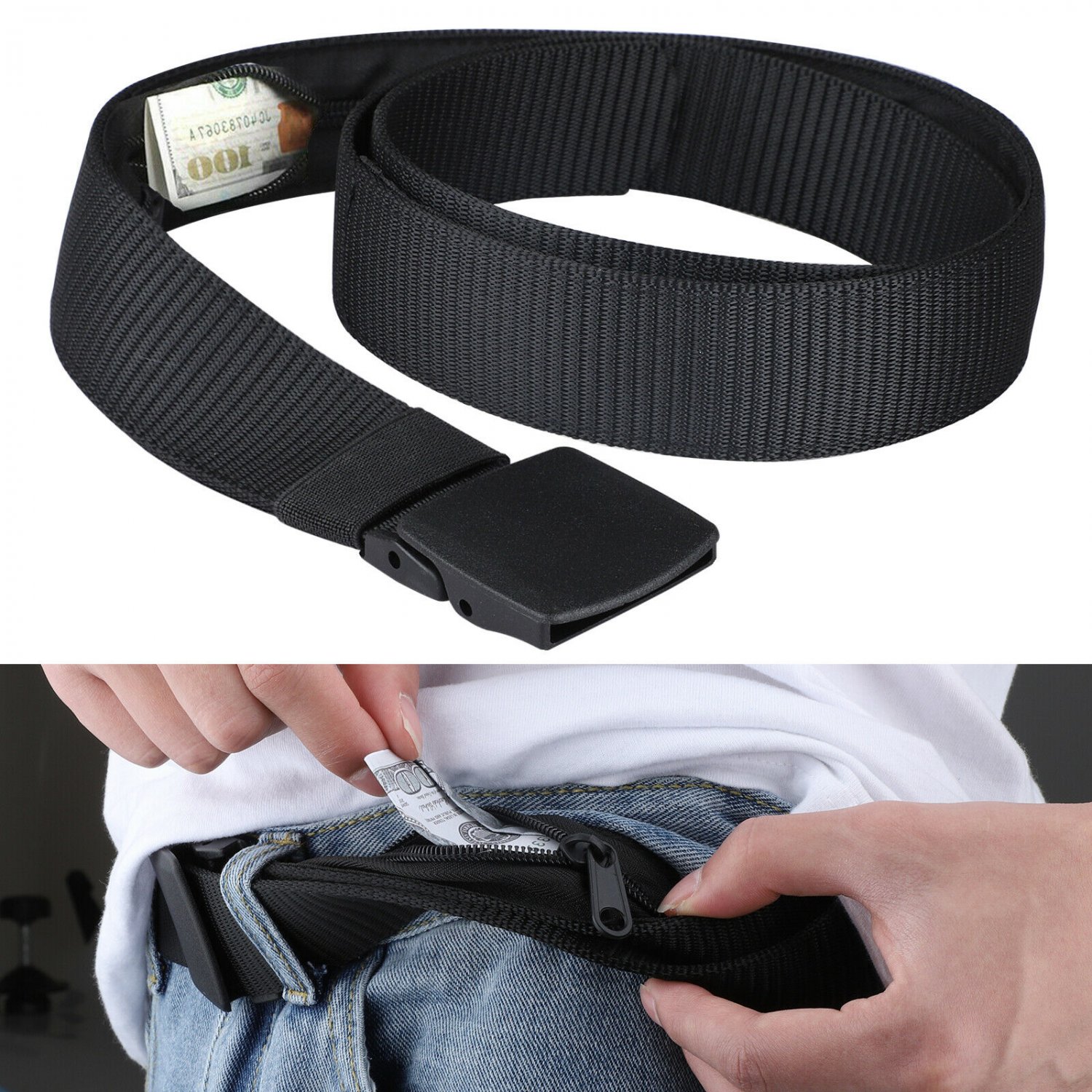 Travel Security Belt Hidden Money Pouch Money Wallet Pocket Waist Belt Safe