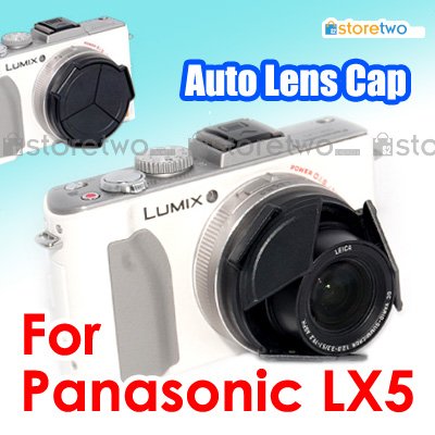 JJC Self-retaining Auto Lens Cap for Panasonic Lumix DMC LX5 Leica D-LUX 5 Black (ALC-5)
