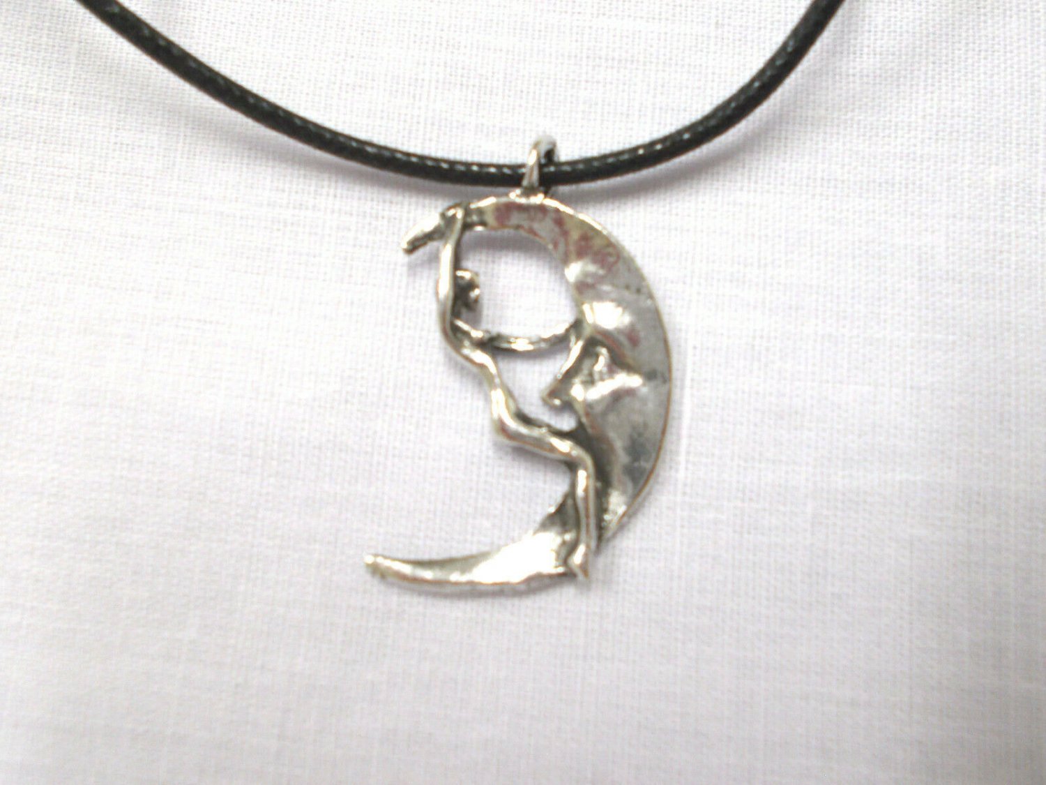 NAUGHTY GIRL RIDING MOON SEXY CAST PEWTER PENDANT ADJ NECKLACE