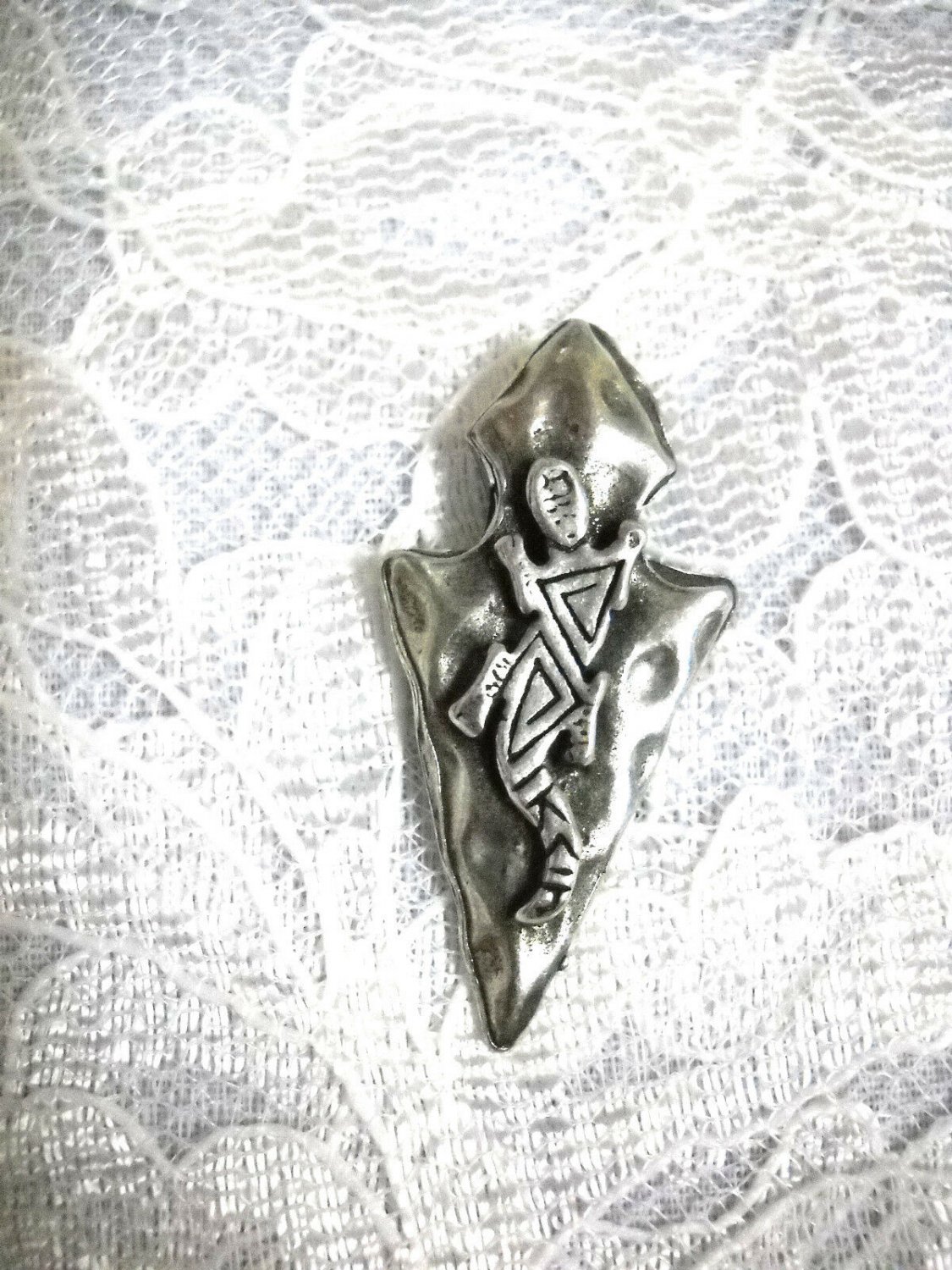 TRIBAL LIZARD / GECKO ARROWHEAD DESERT USA CAST PEWTER PENDANT ADJ NECKLACE