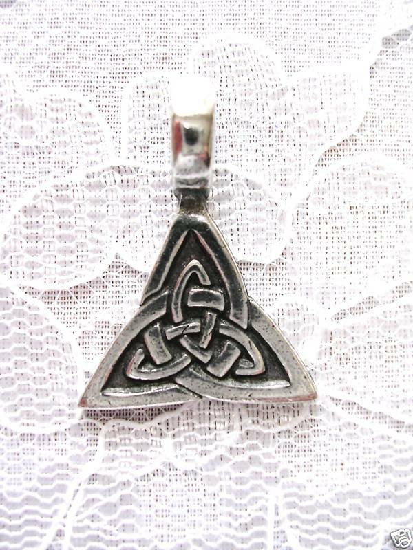 SOLID PEWTER CELTIC TRIQUETRA TRI KNOT PENDANT ADJ NECKLACE