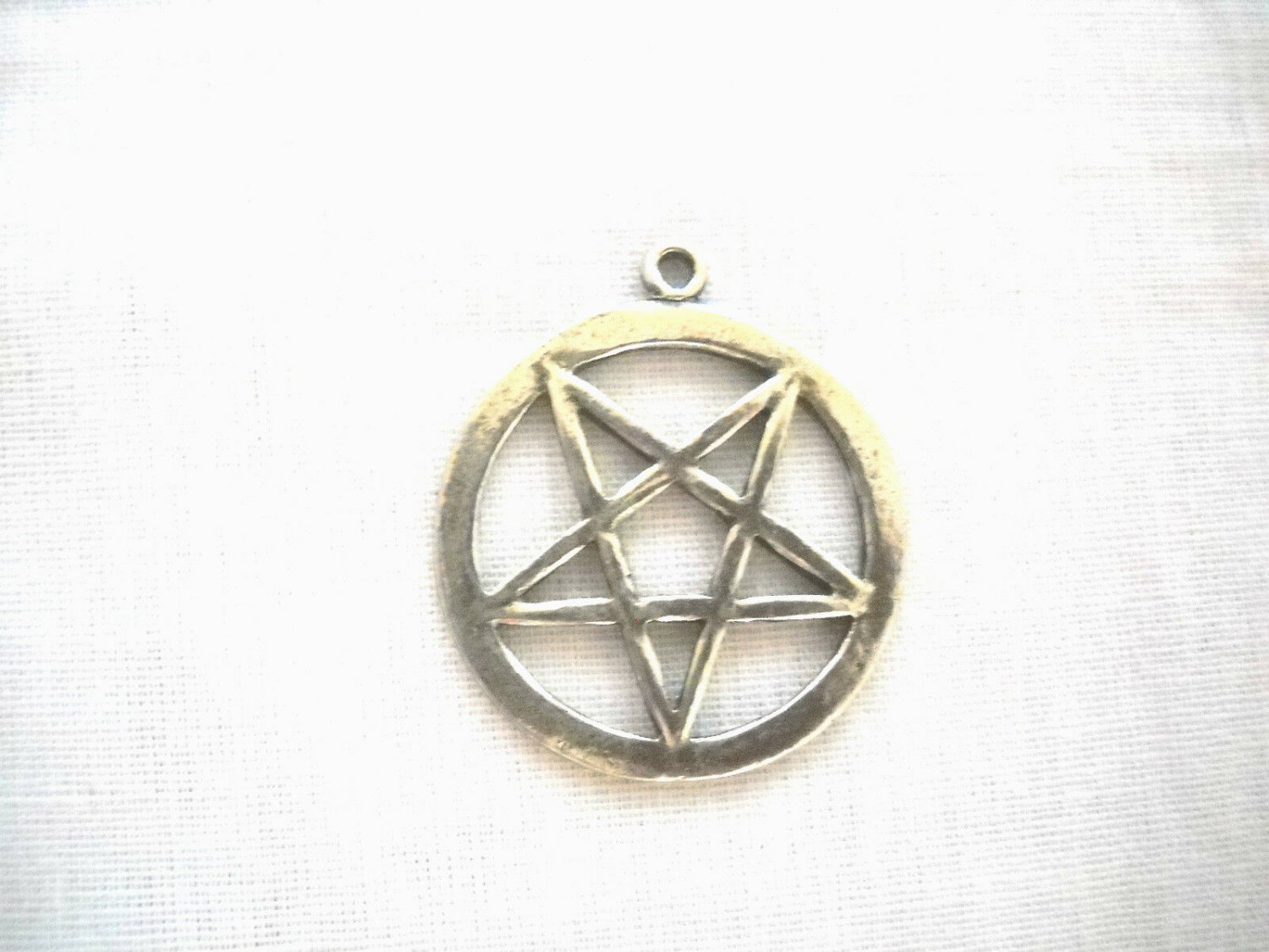 SATANIC OCCULT RITUAL EVIL PENTAGRAM STAR PEWTER PENDANT ADJ CORD NECKLACE