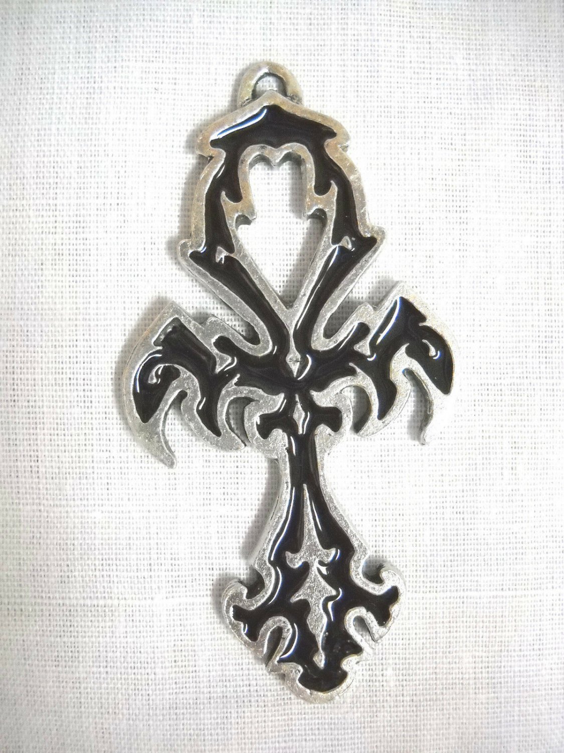 EGYPTIAN ANCIENT ETERNAL LIFE ANKH / ANHK BLACK INLAY PEWTER PENDANT ...