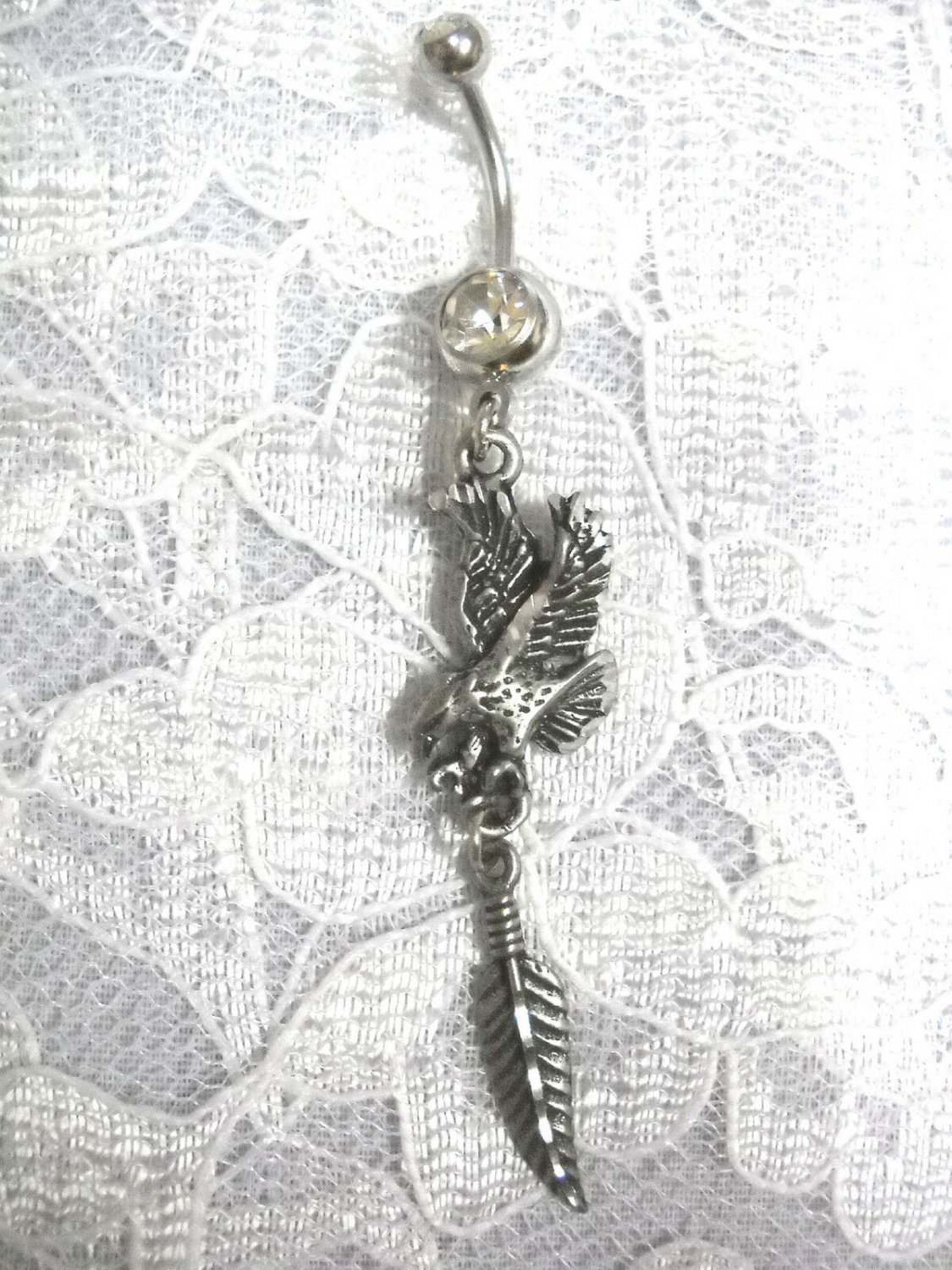 NEW RARE EJC PEWTER ENGRAVED EAGLE w FEATHER CONCHO DREAM CATCHER 14g ...