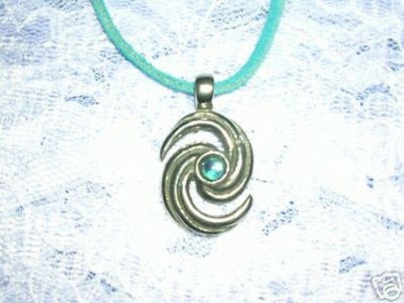 NEW HURRICANE SWIRL BABY BLUE GEM CYCLONE STORM CAST PEWTER PENDANT 20 ...