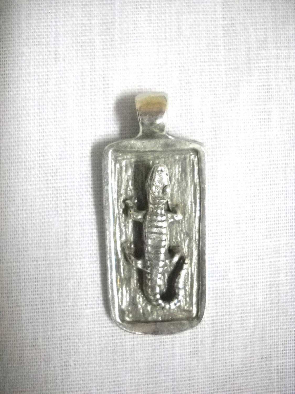 GATOR RECTANGLE SHAPE WITH RAISED ALLIGATOR CSTA USA PEWTER PENDANT ADJ ...