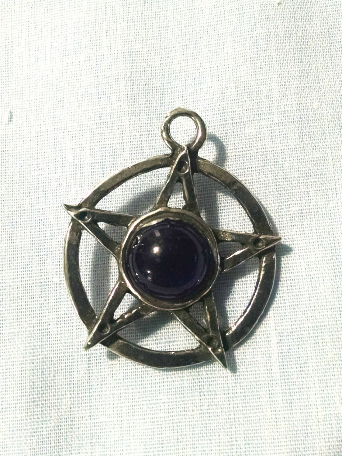 Pentagram Pentacle Star Cobal Blue Orb Ball Center Pewter Pendant Adj ...
