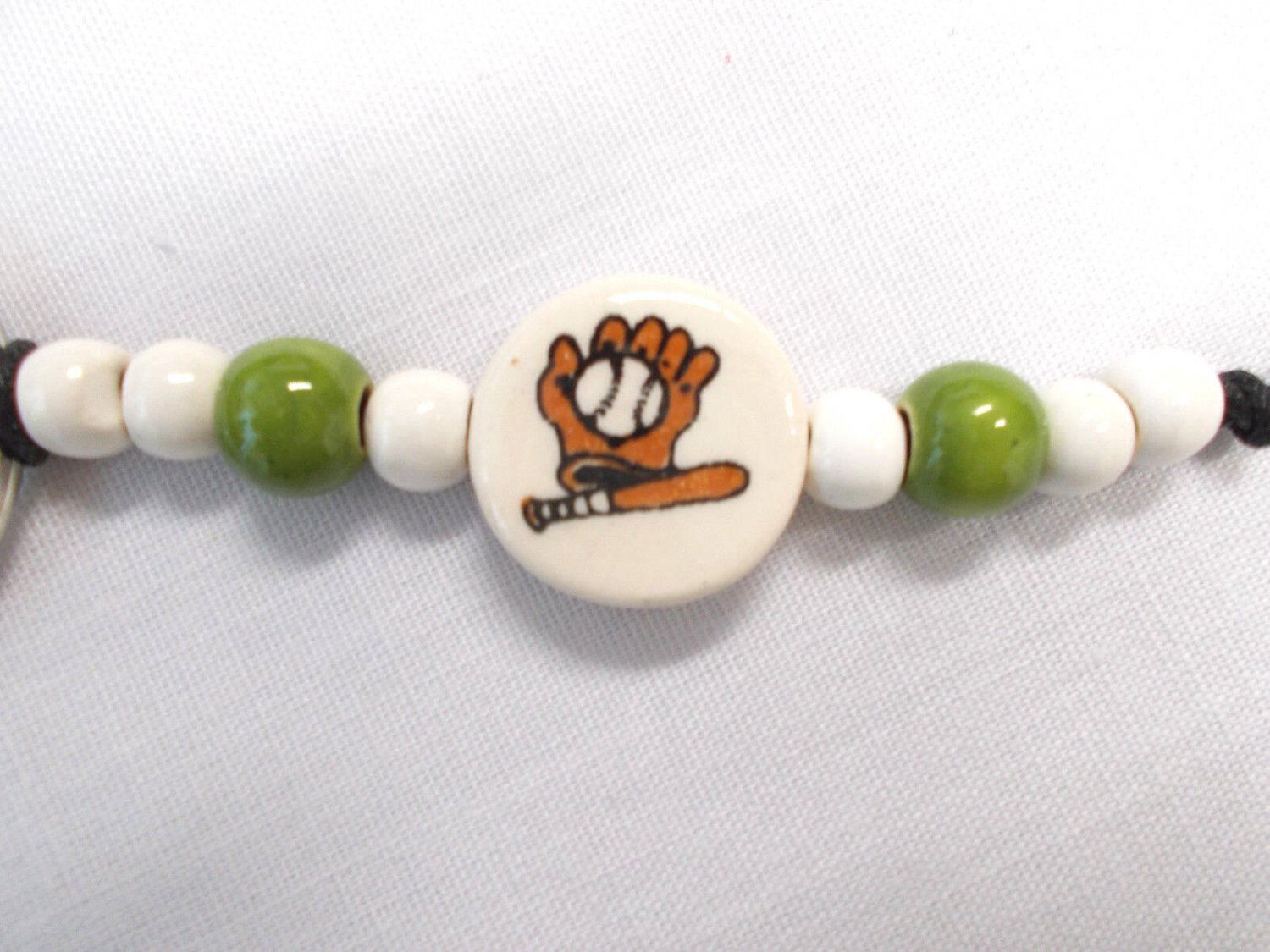 NEW CERAMIC BEADED SOFTBALL MITT / GLOVE BAT & BALL KEY RING BASEBALL ...