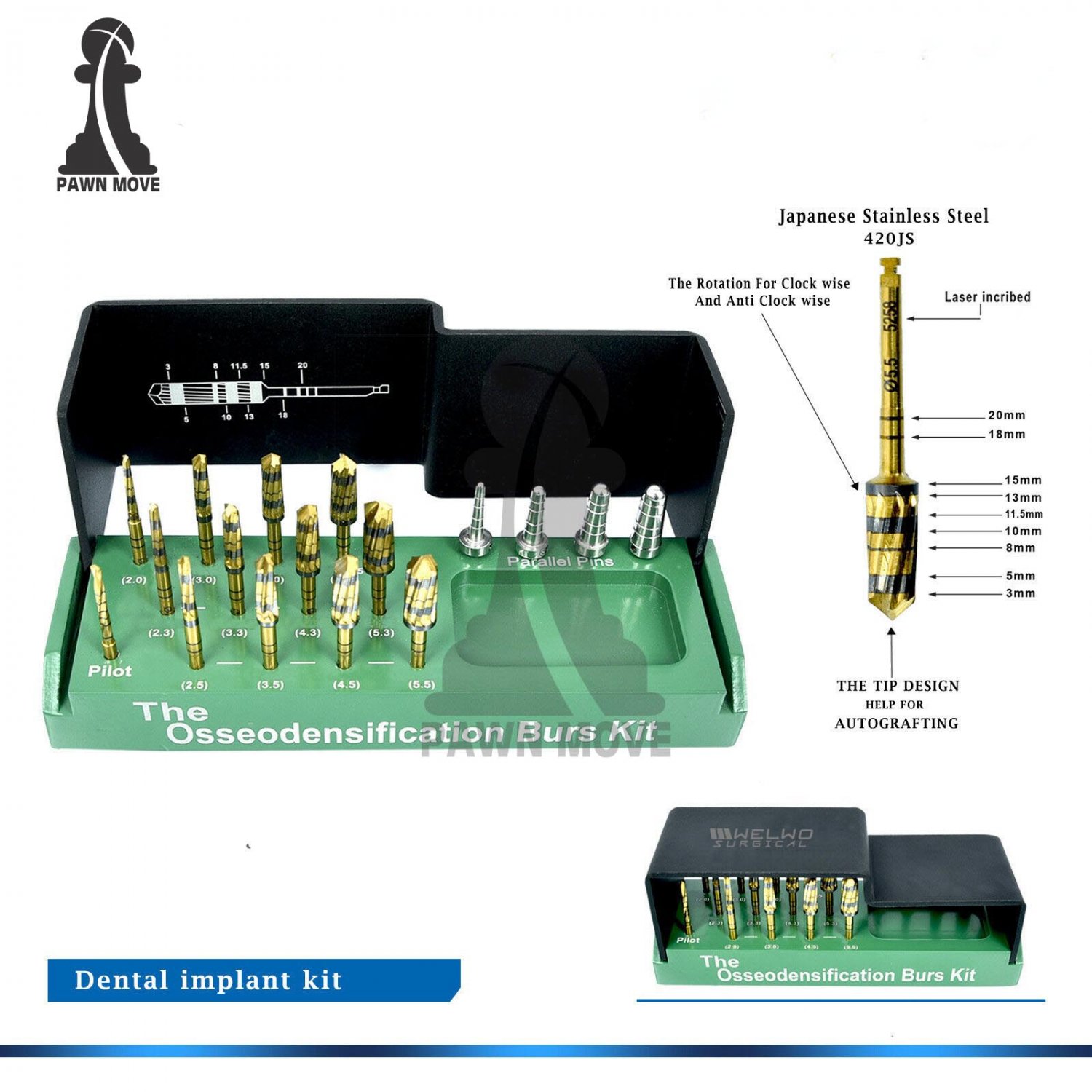 Osseodensification Burs Kit, Dental Implant Osteotomy Preparation 17 PCs