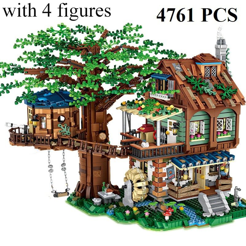 Forest Tree House Model Building Blocks with Figures DIY Assembly ...