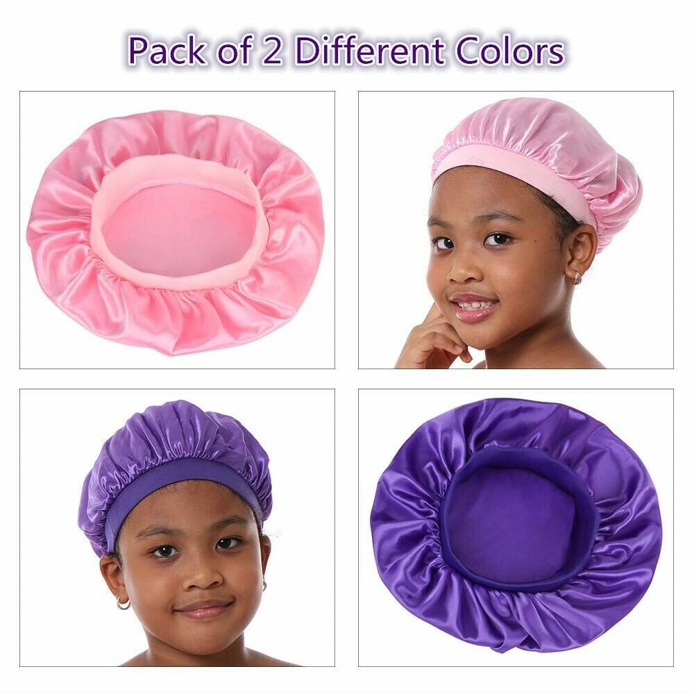 Kids Satin Bonnet Silk Sleeping Cap with Elastic Band for Children ...