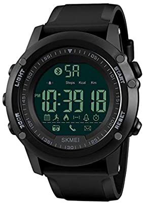 Mens Black Military Style Smart Watch Functions Activity Tracker ...