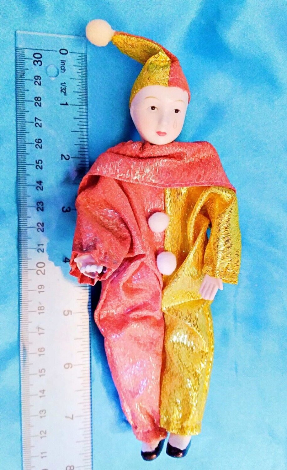 Harlequin Mardi Gras Jester 8" Porcelain Figurine Doll