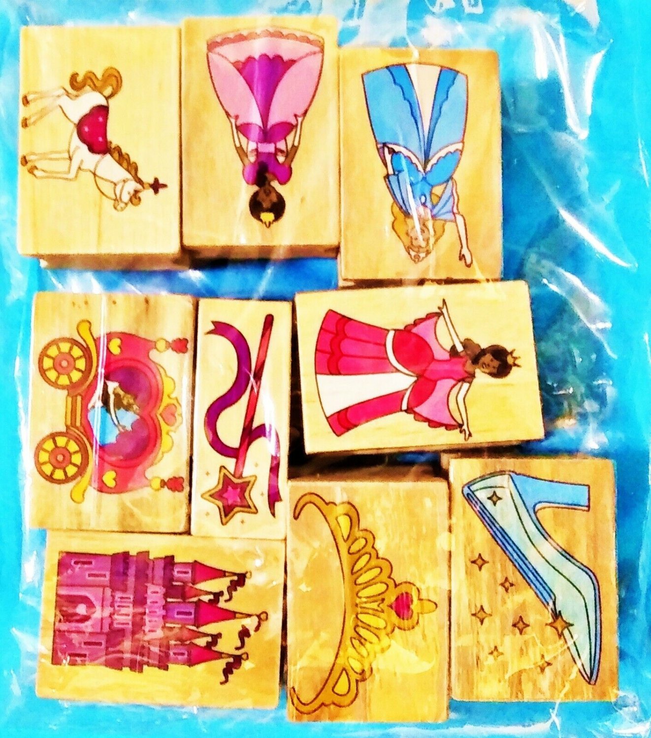 Set of 9 - Princess Crown Pony Crown Castle Carriage Wand Wooden Rubber ...