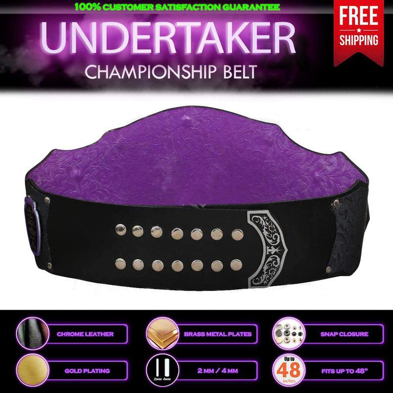 Undertaker Wrestling Championship Leather Belts Replica Plates Adults ...