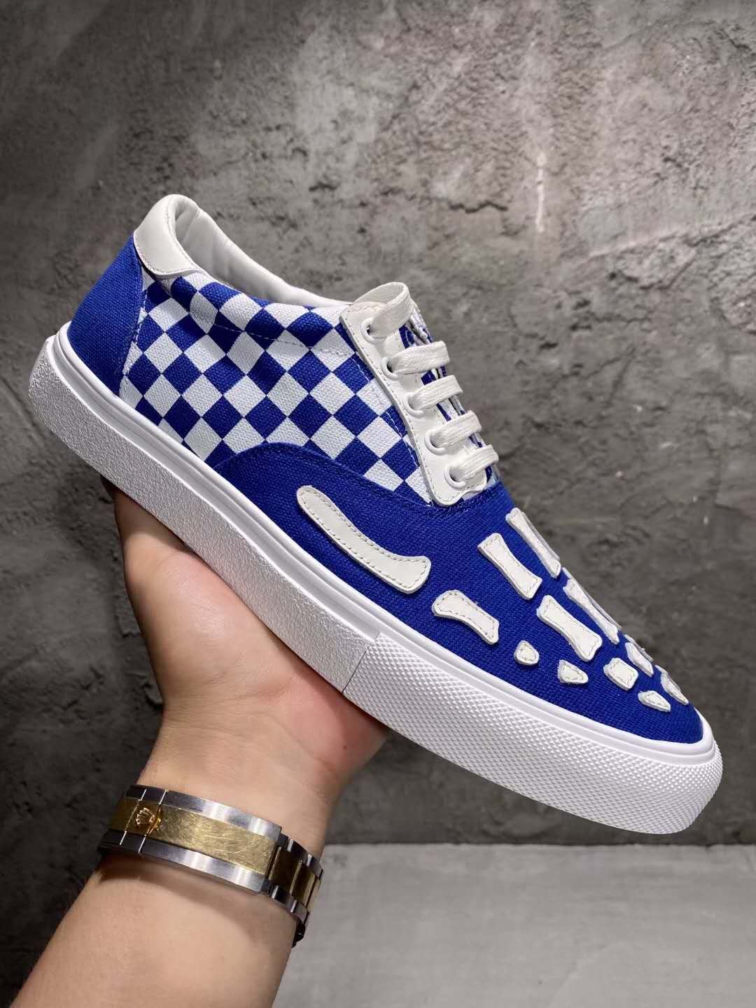 Man Shoes Amiri Skel Toe Lace Up Sneakers Skeleton Fashion Show Blue ...