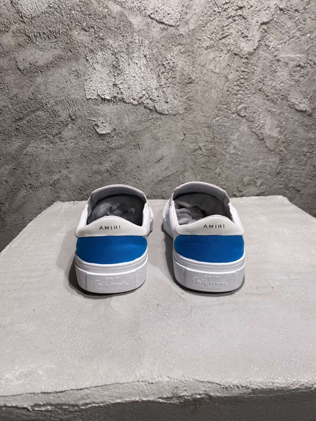 Man Shoes Amiri Skeleton Slip-on Sneakers Low-top Fashion Blue Shoes