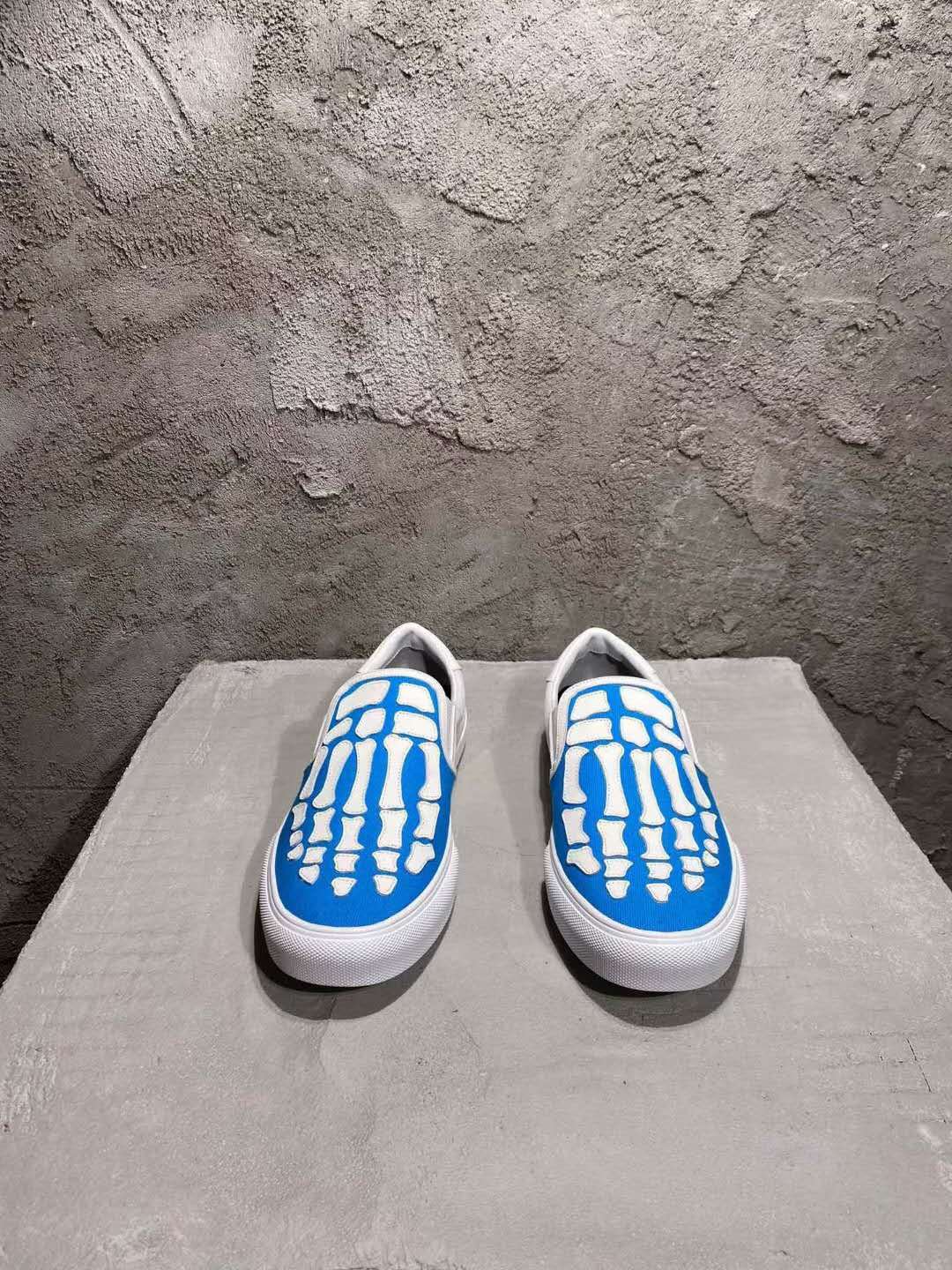 Man Shoes Amiri Skeleton Slip-on Sneakers Low-top Fashion Blue Shoes