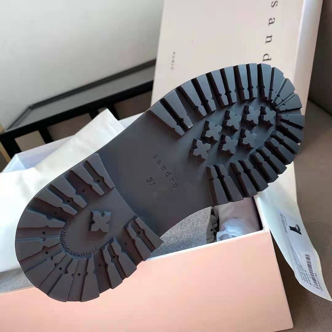 Women's Shoes Sandro Paris Boots Black Mid-calf Leather Boots Gold-tone ...