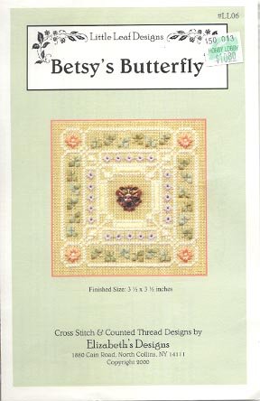 BETSY's BUTTERFLY CROSS STITCH W/ CHARM BY ELIZABETHs DESIGNS LITTLE ...