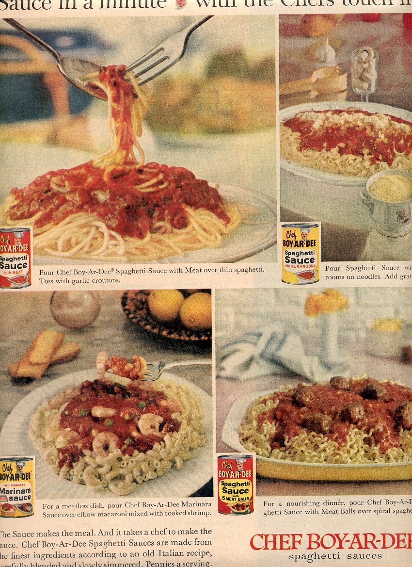 1961 CHEF BOY-AR-DEE SPAGHETTI SAUCES MAGAZINE AD (2)
