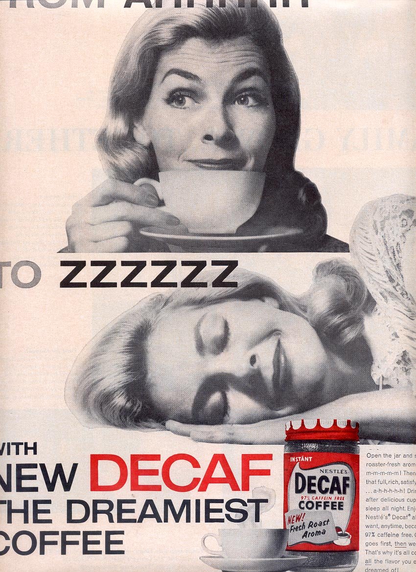 1959 NEW NESTLES DECAF INSTANT COFFEE MAGAZINE AD (314)