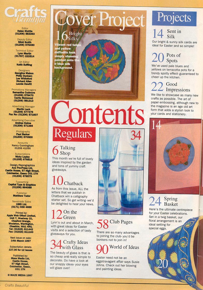 CRAFTS BEAUTIFUL MAGAZINE 97/04 - APRIL 1997 BACK ISSUE MINT NEW OLD STOCK