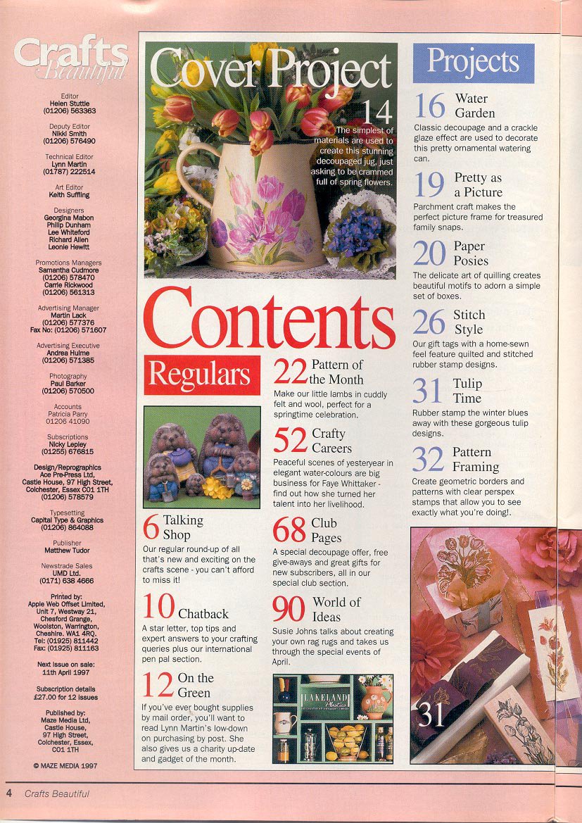 CRAFTS BEAUTIFUL MAGAZINE 97/05 - MAY 1997 BACK ISSUE MINT NEW OLD STOCK