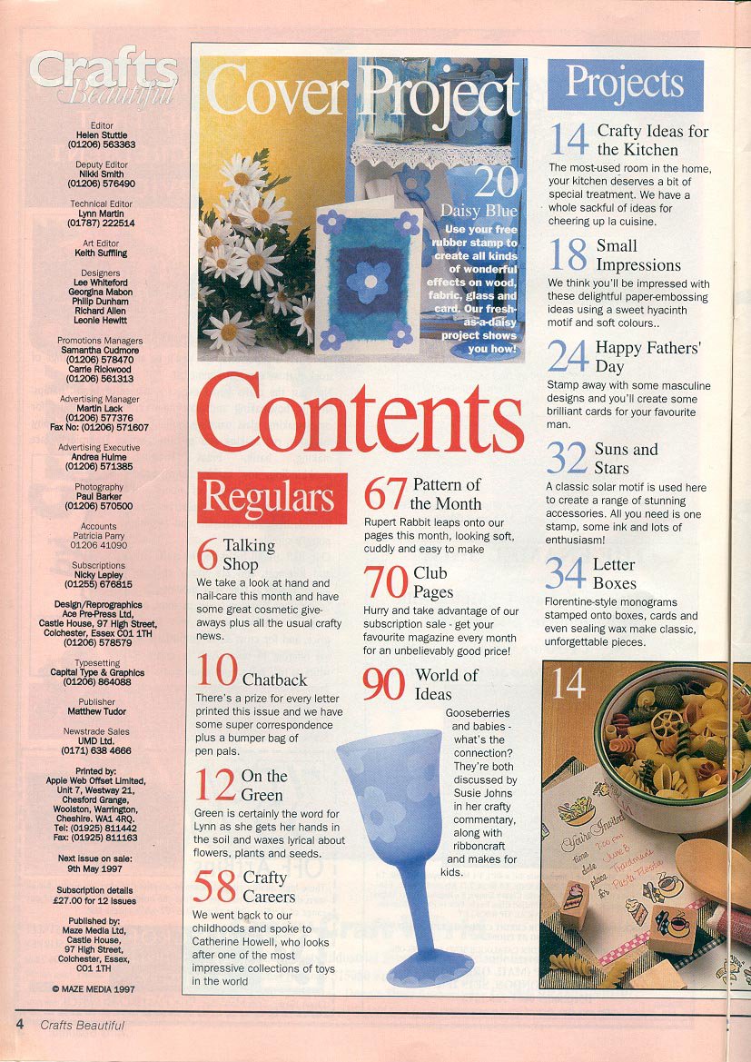 CRAFTS BEAUTIFUL MAGAZINE 97/06 - JUNE 1997 BACK ISSUE NEAR MINT NEW ...
