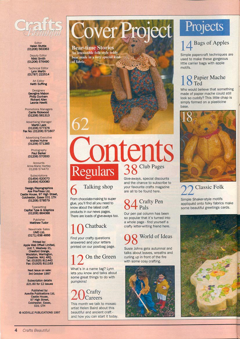 CRAFTS BEAUTIFUL MAGAZINE 97/11 - NOVEMBER 1997 BACK ISSUE MINT NEW OLD ...