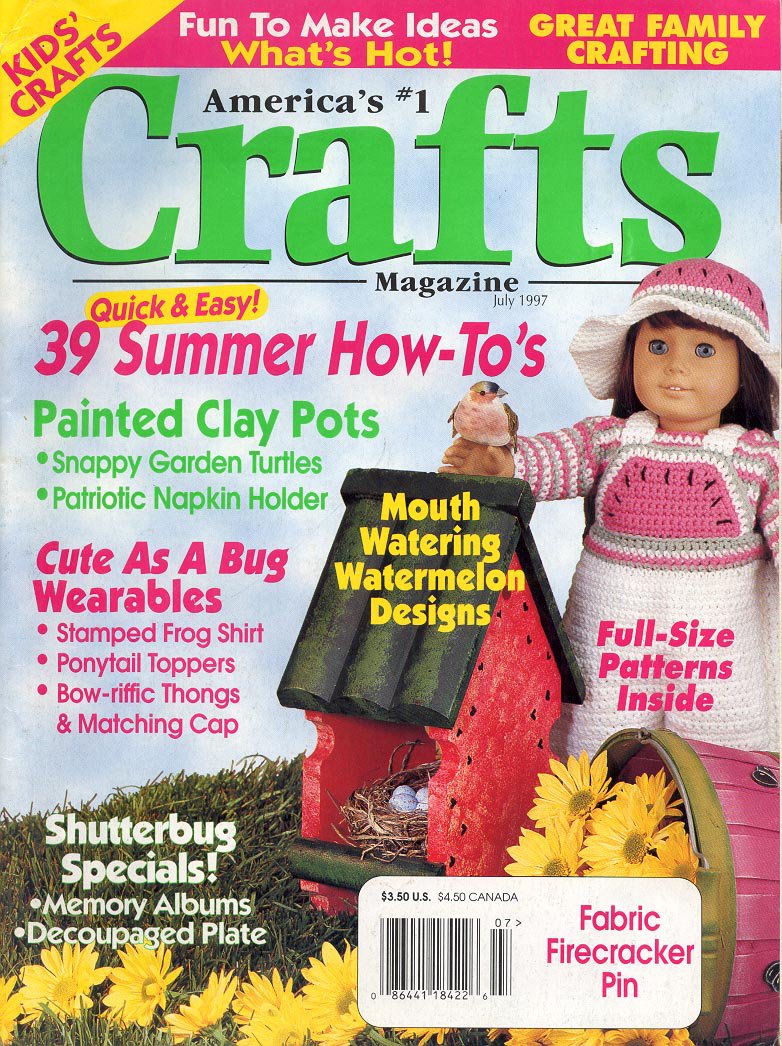 CRAFTS MAGAZINE BACK ISSUE ~ JULY 1997 WITH FULL SIZE PATTERNS PULL ...